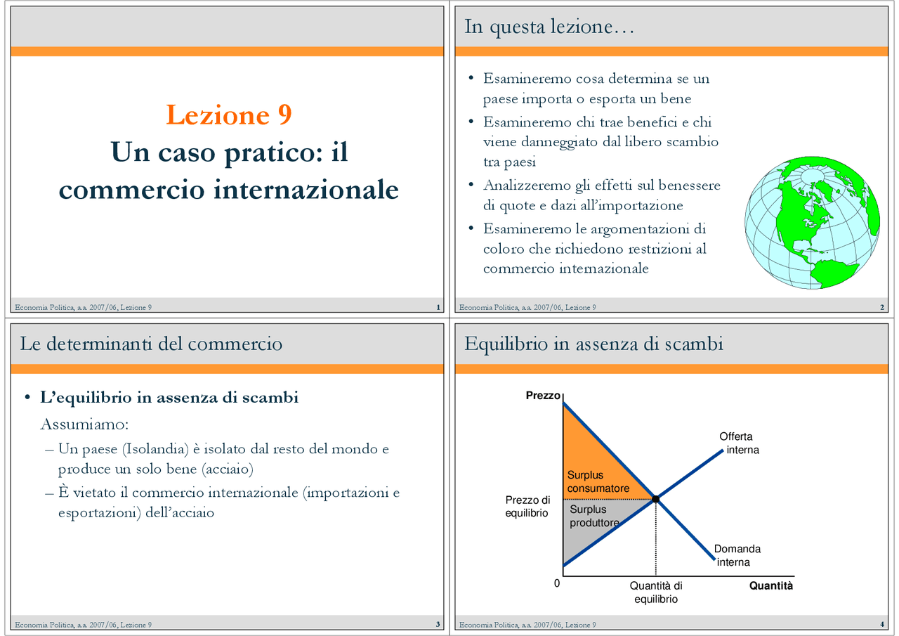 Lezione 09 (applicazione pratica - il commercio internazionale) - Docsity