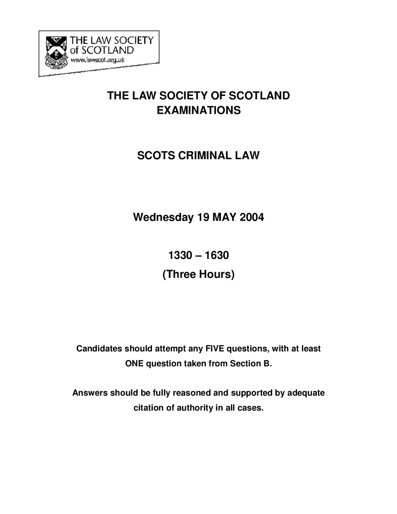 Criminal Charge in Scots Law - Introduction to Criminal Law - Past Exam ...