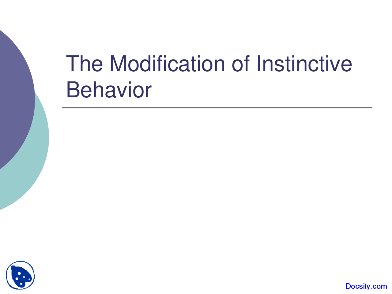Modification of Instinctive Behavior - Theories of Learning - Lecture ...
