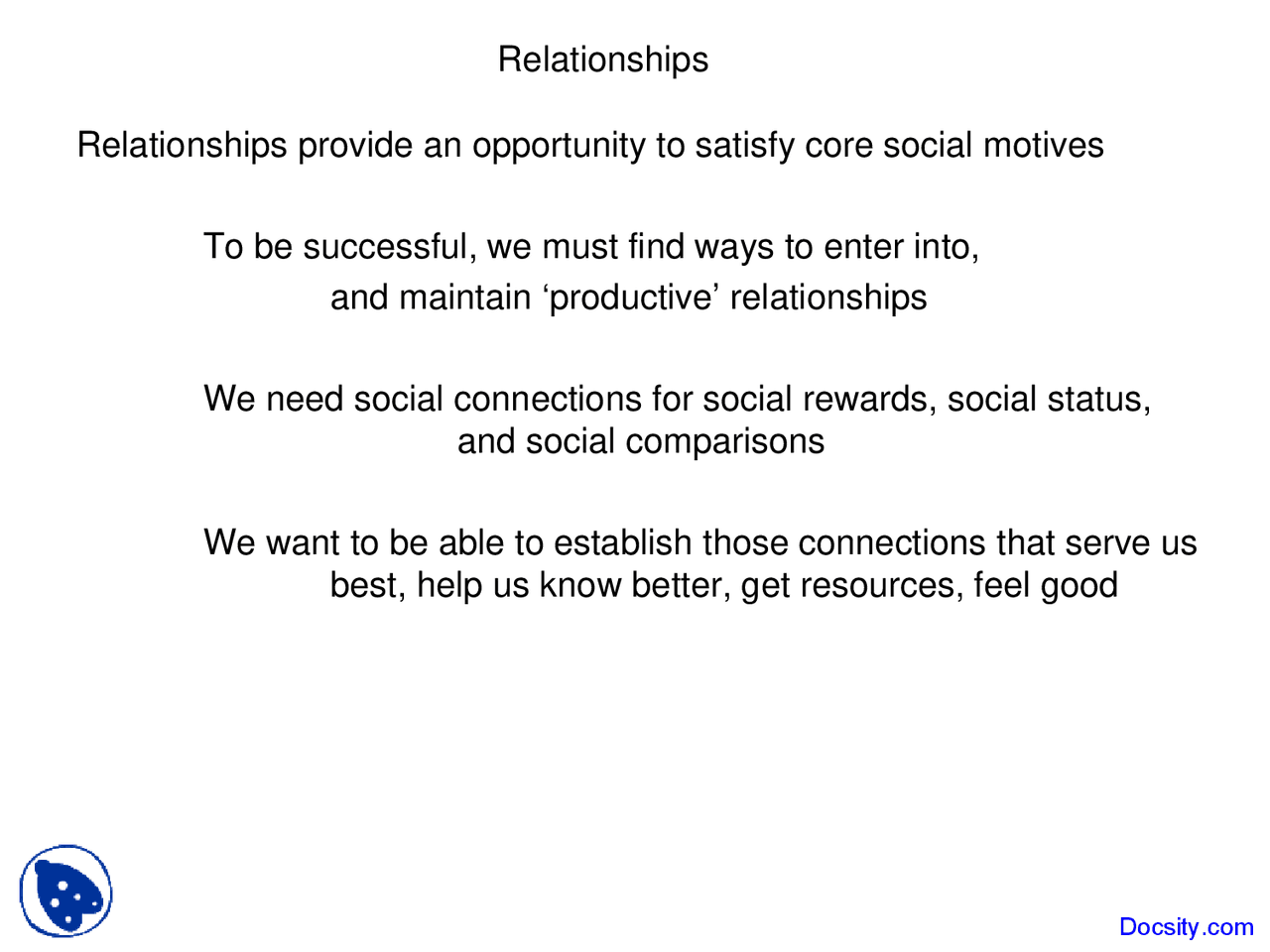 Social Relationships Social Psychology Lecture Slides Docsity
