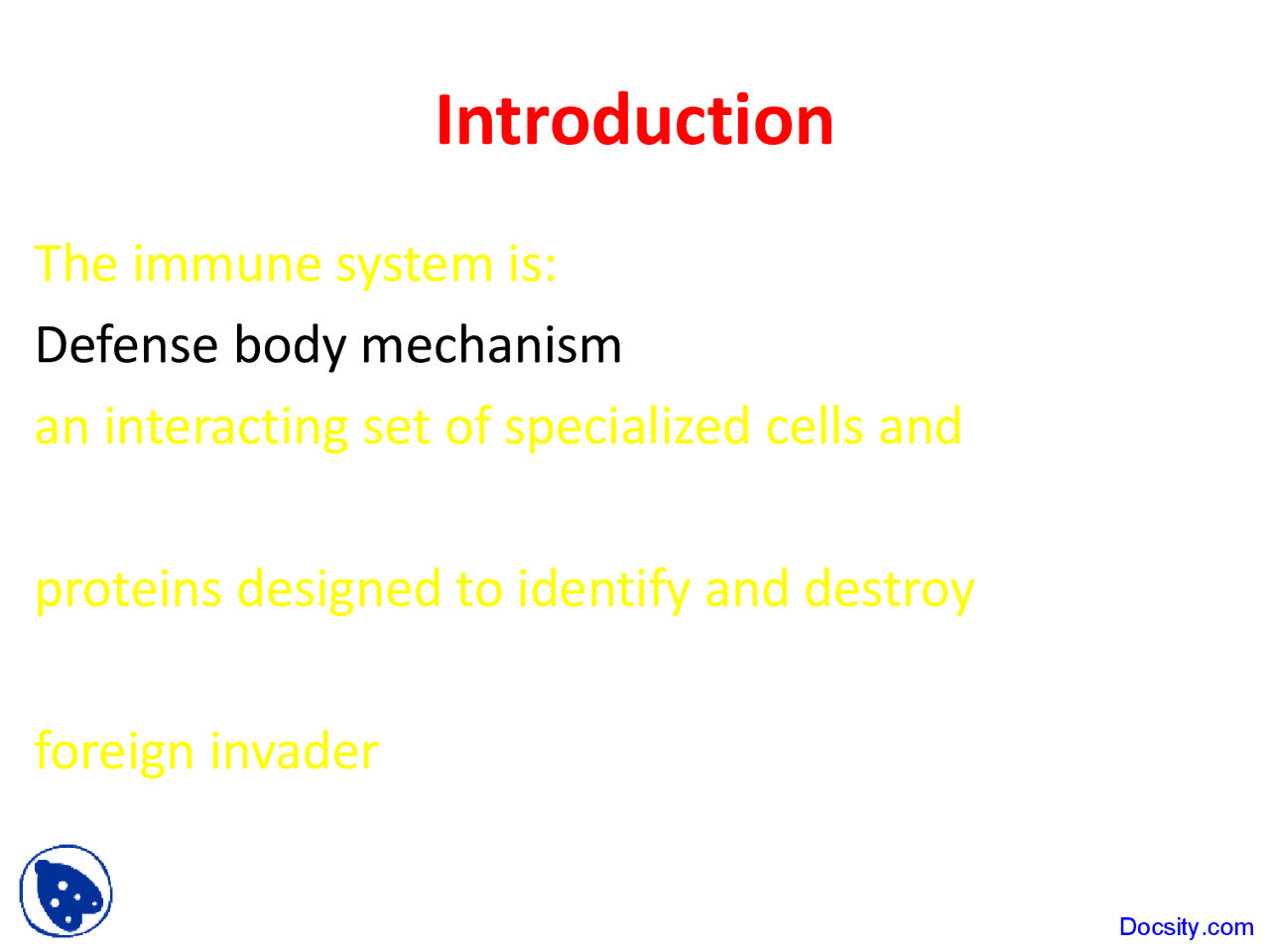 Immune System Introduction To Immurology Lecture Slides Docsity