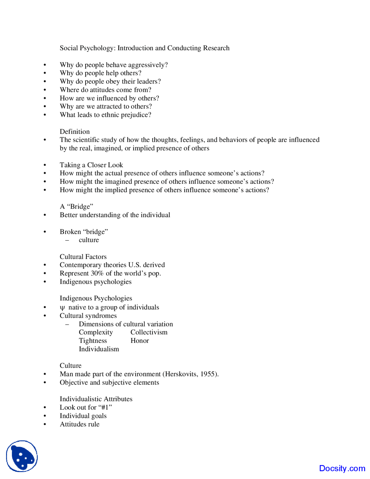 Introduction and Conducting Research - Social Psychology - Lecture ...
