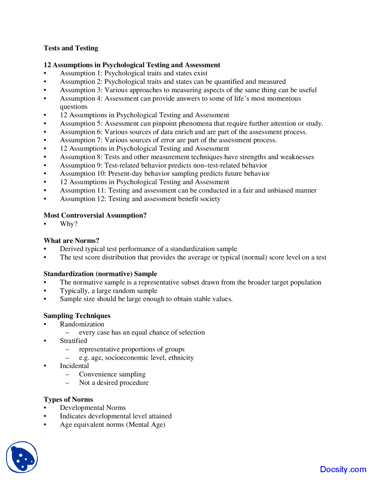Tests and Testing - Tests and Measurements - Lecture Notes | Study ...