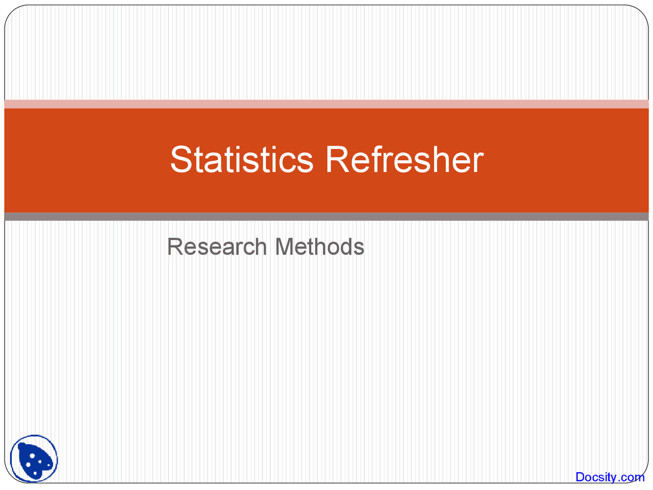 Statistics Refresher Research Methods Lecture Slides Docsity