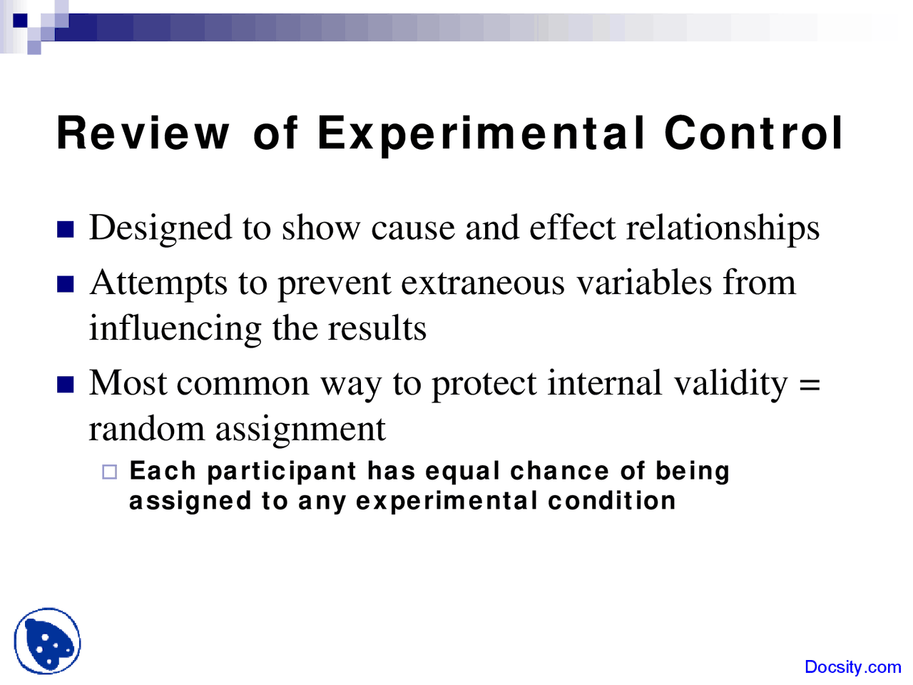 Review Of Experimental Control Research Methods Lecture Slides