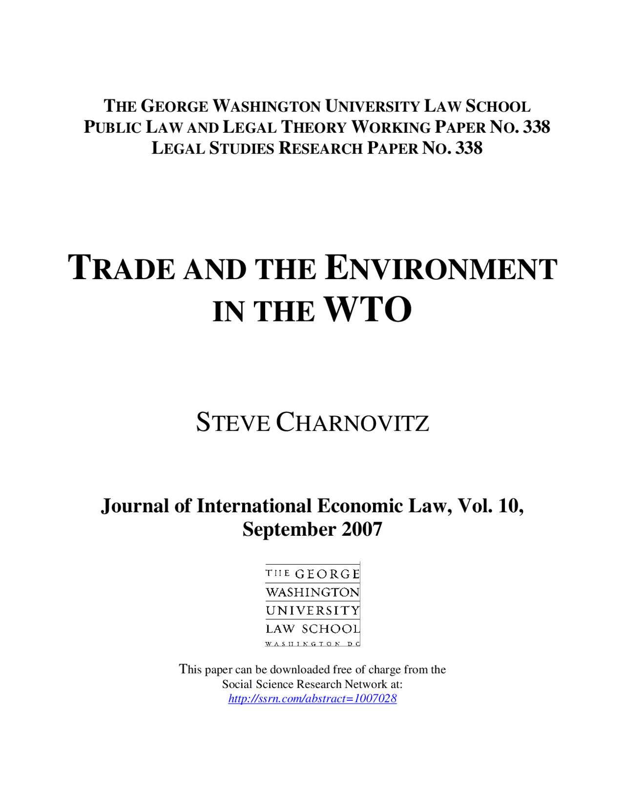 Trade And The Environment Bussiness Law Notes Docsity