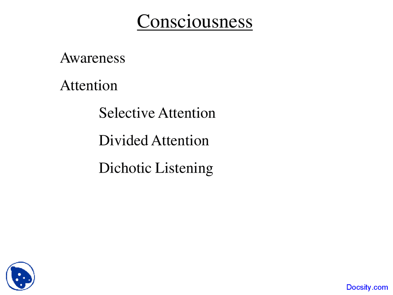 Consciousness General Psychology Lecture Slides Docsity