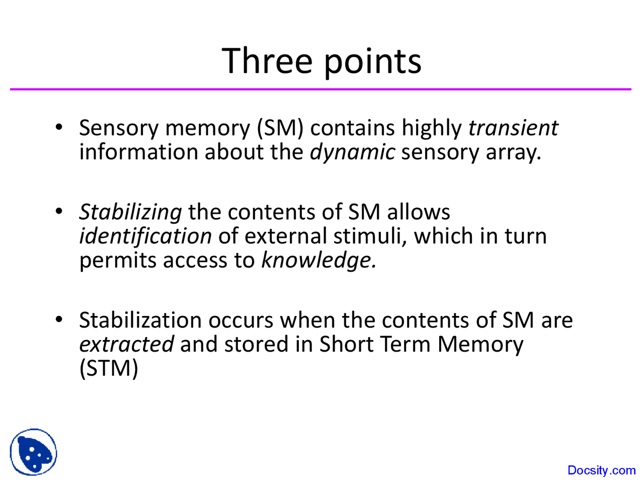 Sensory Memory Method And Theory In Cognition Lecture Slides Docsity