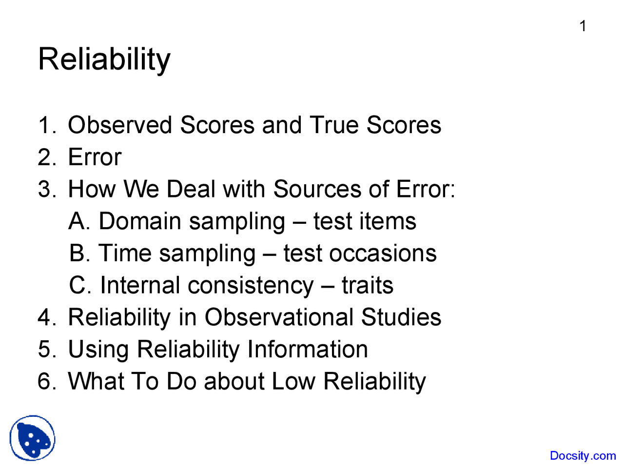 Reliability Introduction To Test And Measurement Lecture Slides