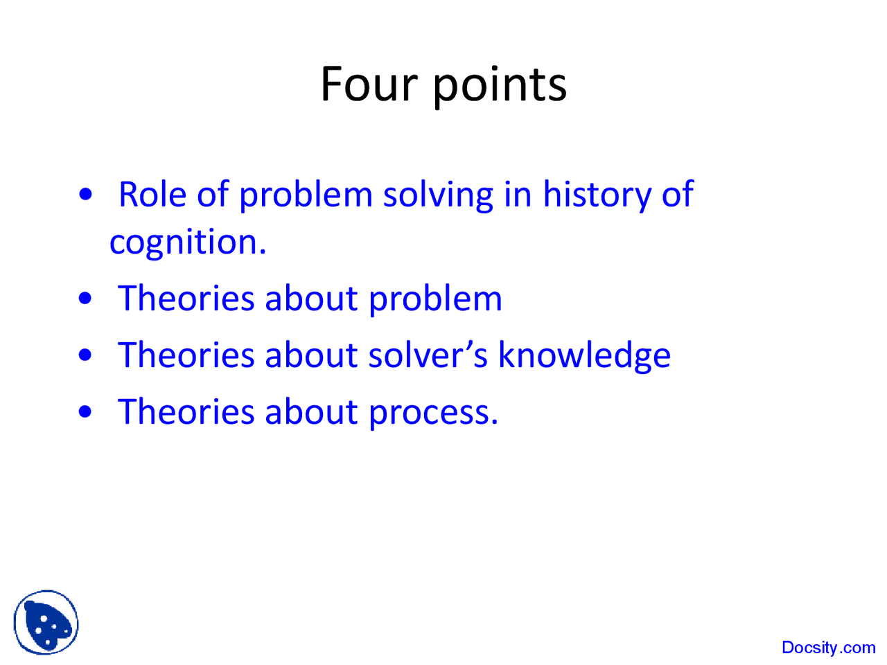 Theories about Problem - Method and Theory in Cognition - Lecture Slides | Slides Cognitive ...