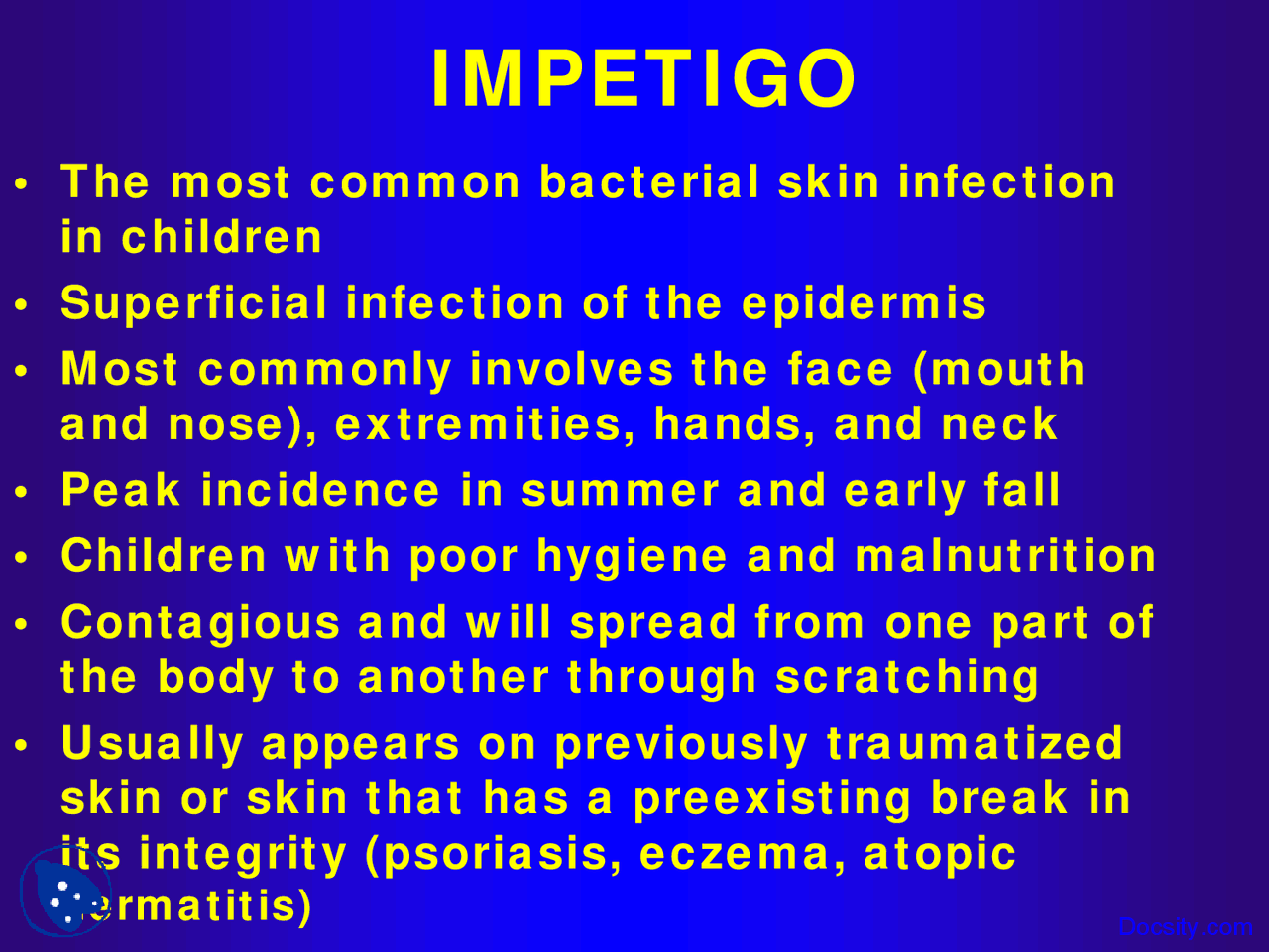 Introduction to Impetigo - Dermatology - Lecture Slides - Docsity
