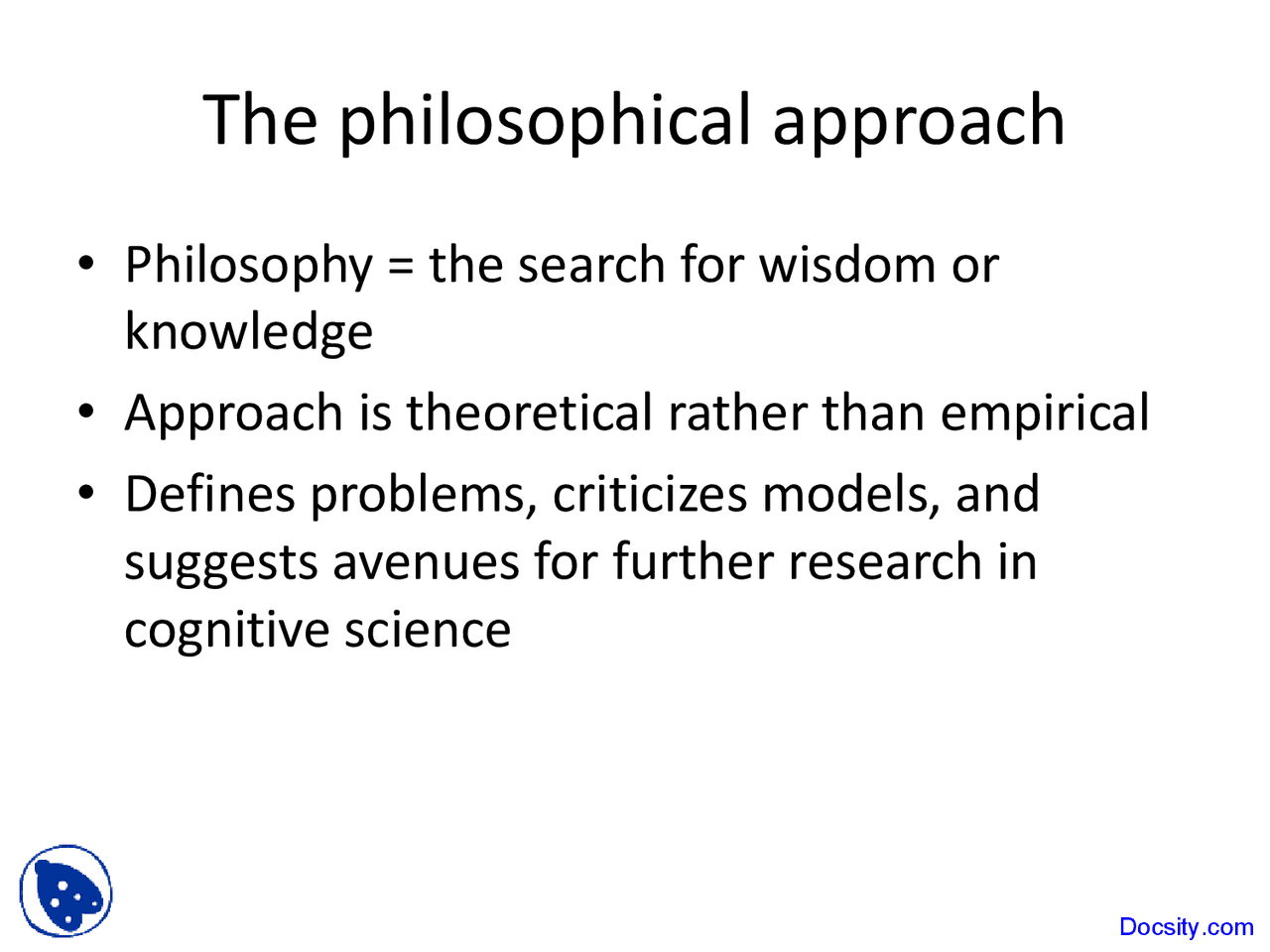 Philosophical Approach Introduction To Cognitive Science Lecture