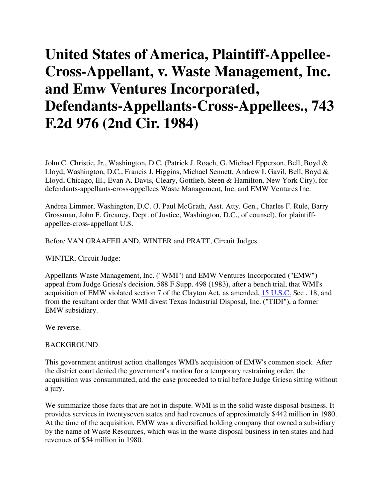 United States of America v Waste Management - Law - Case Study | Study ...
