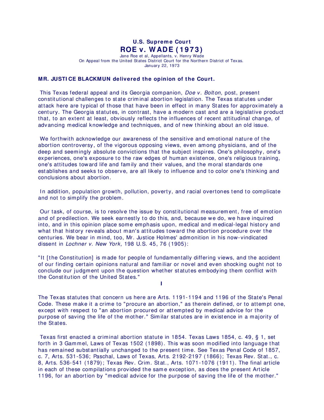 Roe V Wade - Law - Case Study | Study Guides, Projects, Research Law ...