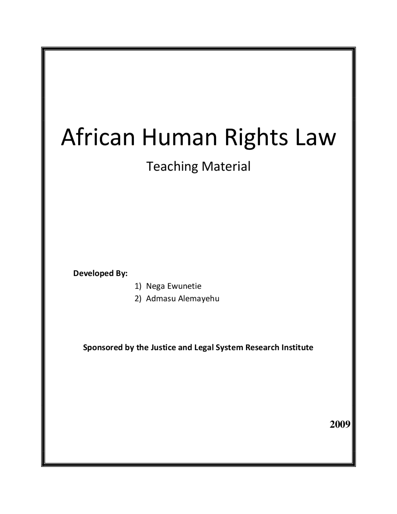 African Human Rights - Law - Notes | Study notes Law | Docsity