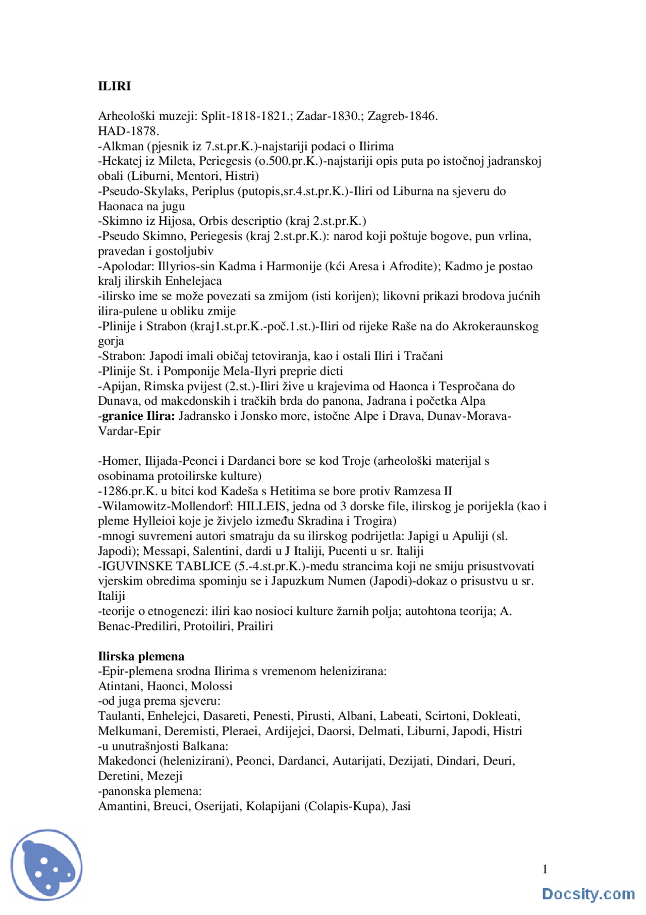 Iliri Skripta Arheologija Rezime Predlog Arheologija Docsity