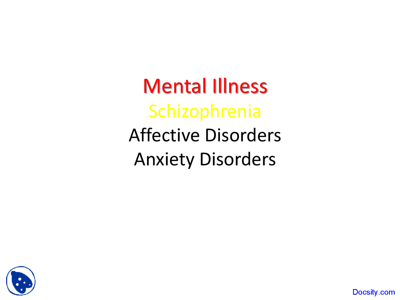 Mental Illness Psychiatry Lecture Slides Docsity