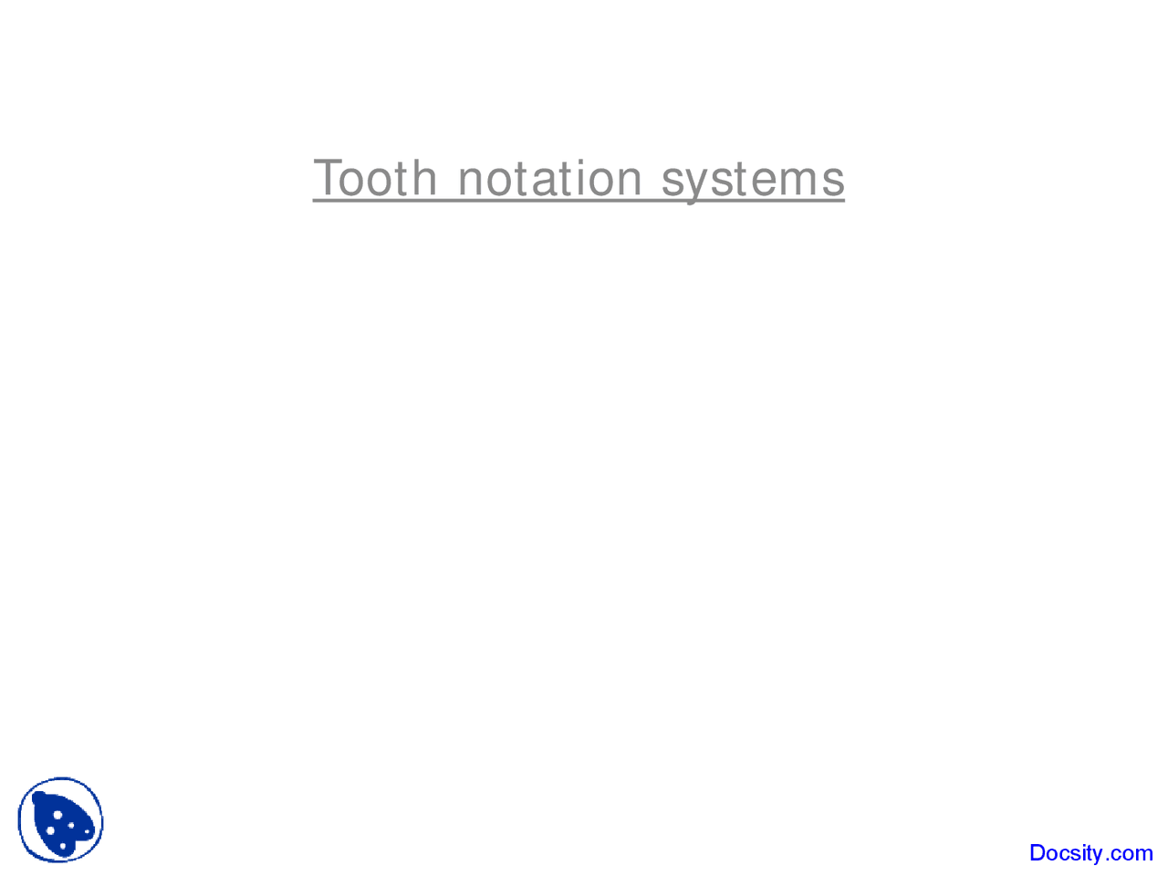 Tooth Notation Systems - Operative Dentistry - Lecture Slides - Docsity