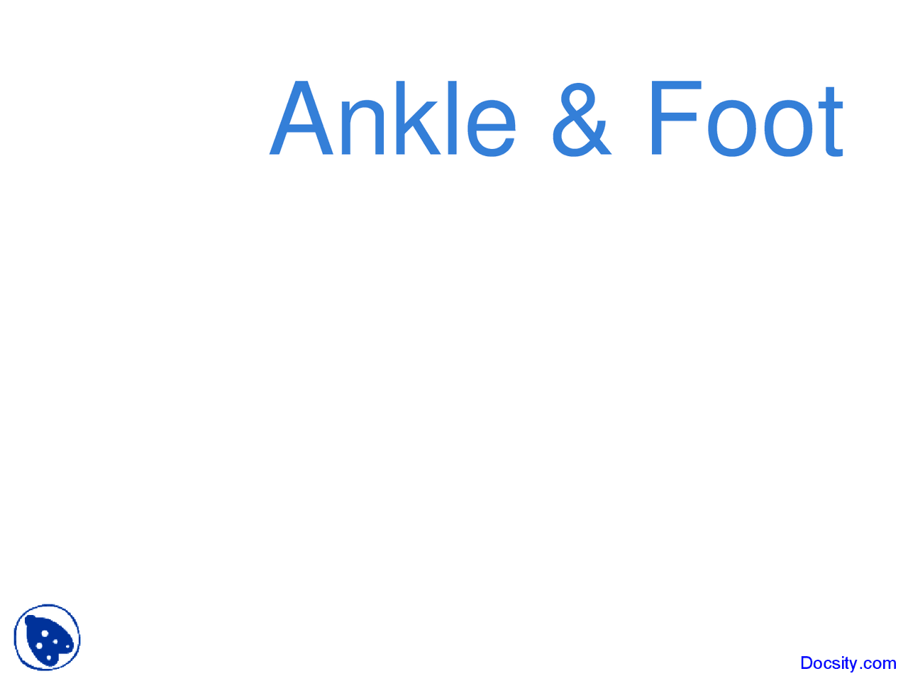 Ankle And Foot Introduction To Orthopedics Lecture Slides Docsity