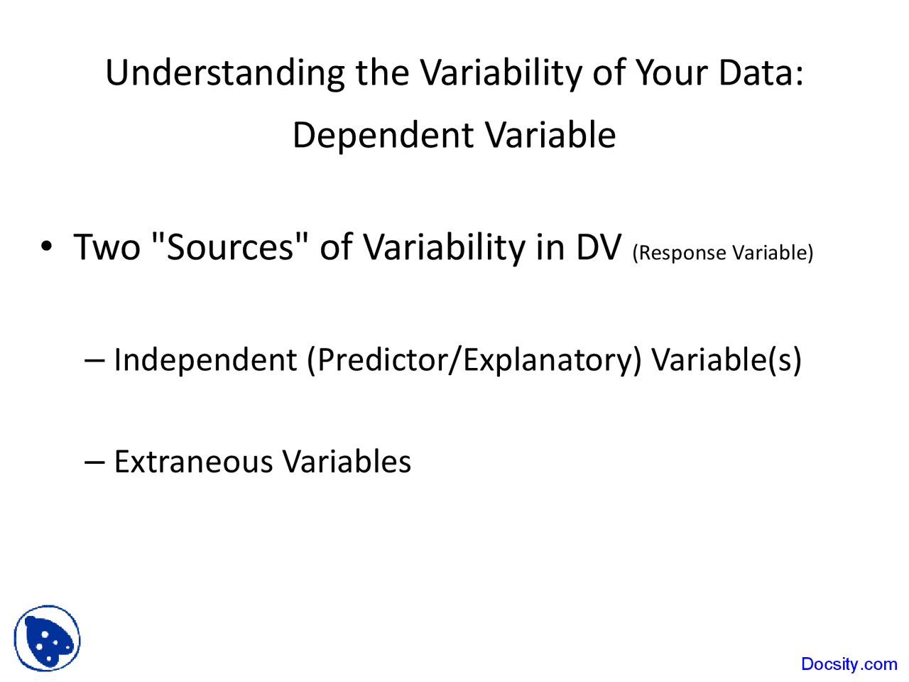 Statistical Decision Making - Research Design and Quantitative Methods - Lecture Slides - Docsity