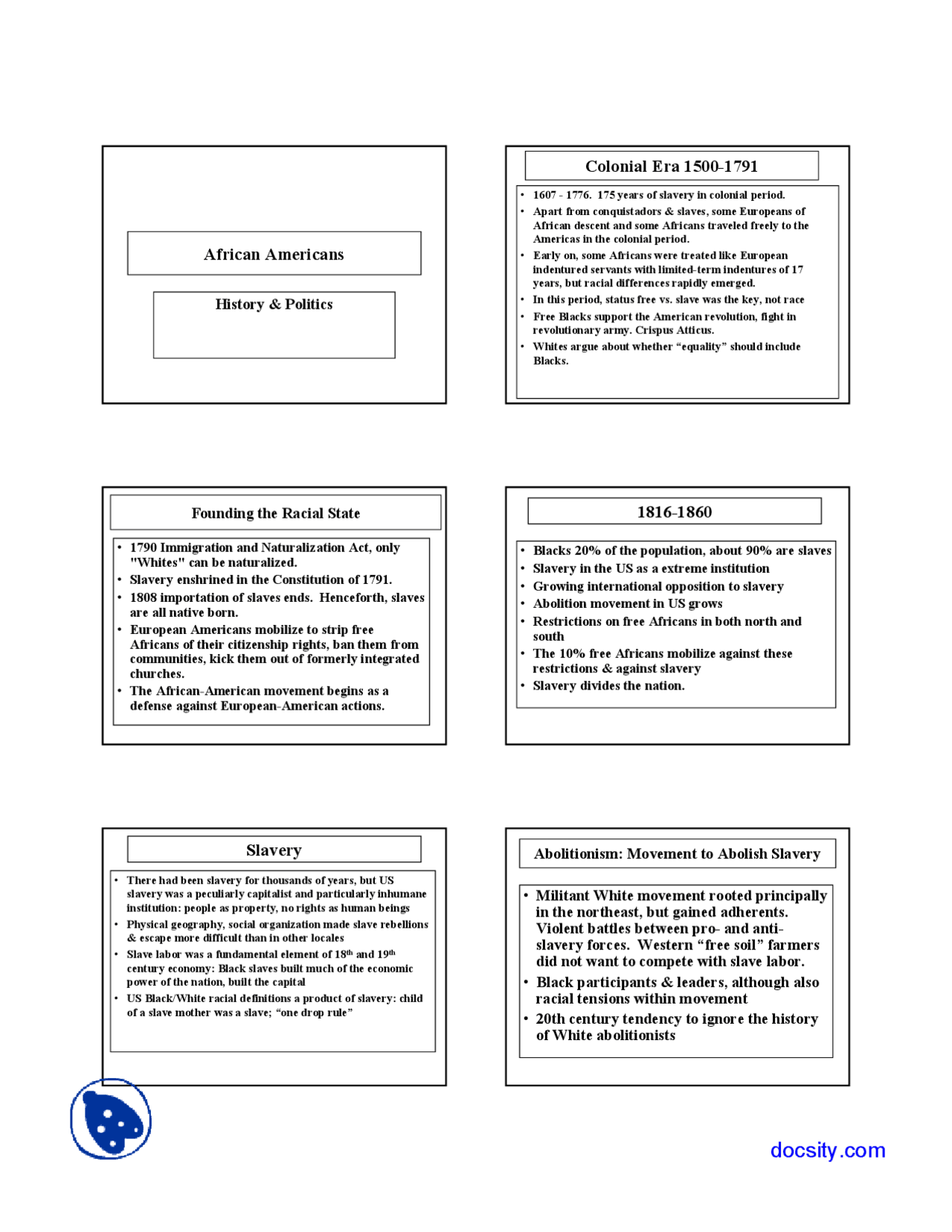 African Americans - Social Movements - Lecture Slides - Docsity