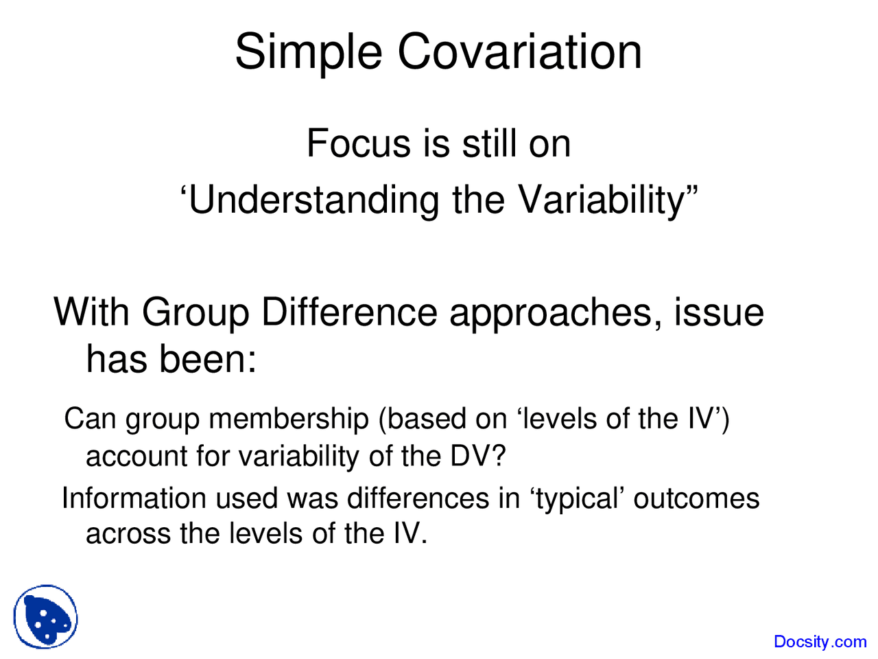 Simple Covariation - Research Design and Quantitative Methods - Lecture Slides - Docsity