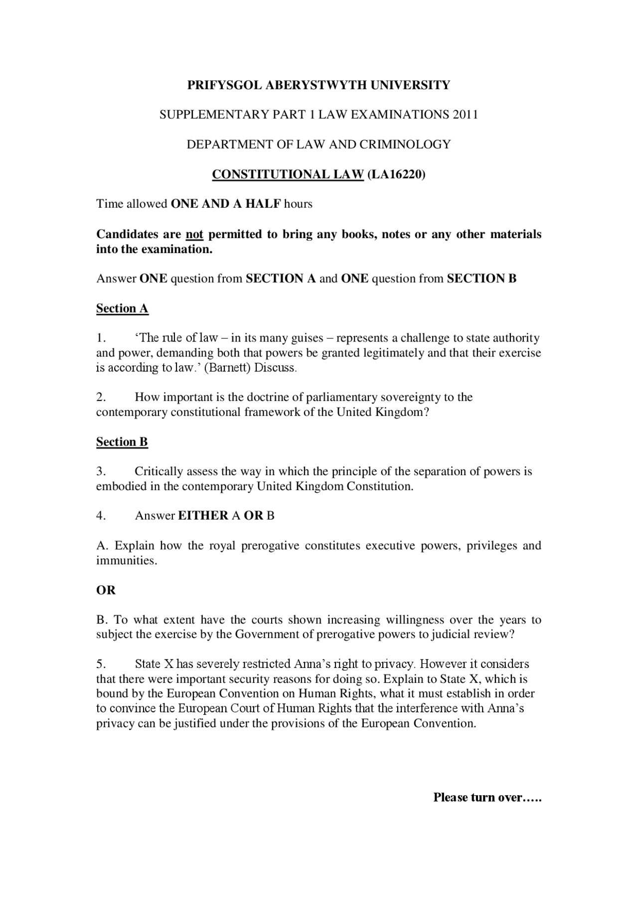Constitutional Framework - Constitutional Law - Exam - Docsity