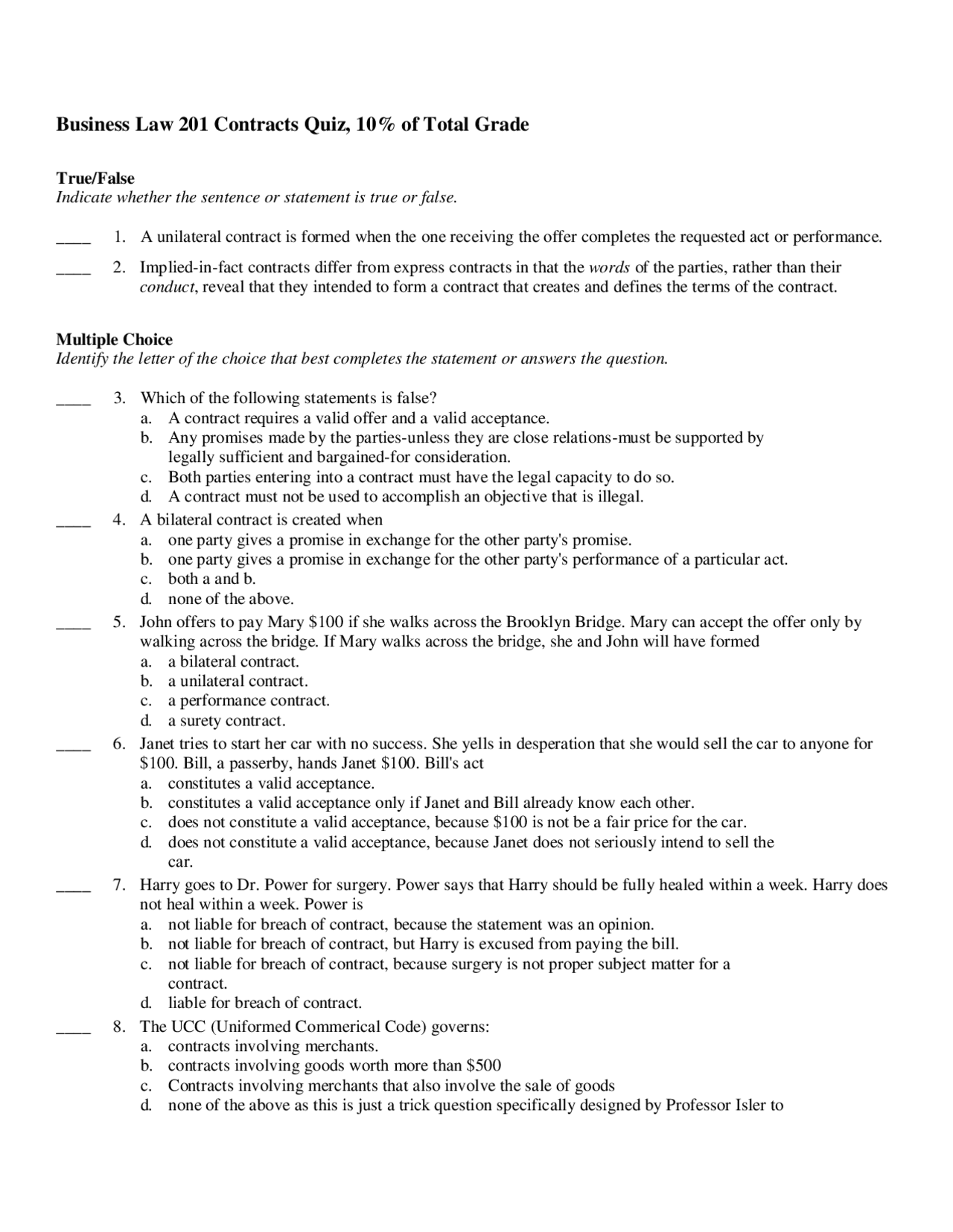 Valid Acceptance Introduction Of Business Law Past Exam Docsity