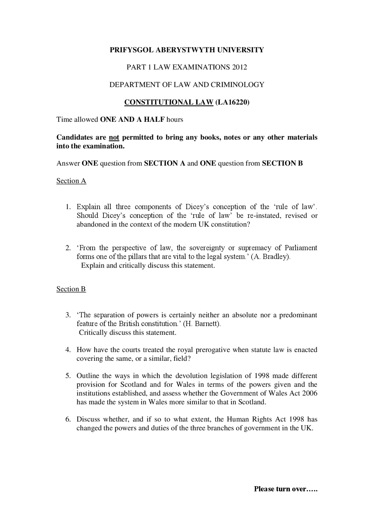 Sovereignty or Supremacy - Constitutional Law - Exam - Docsity