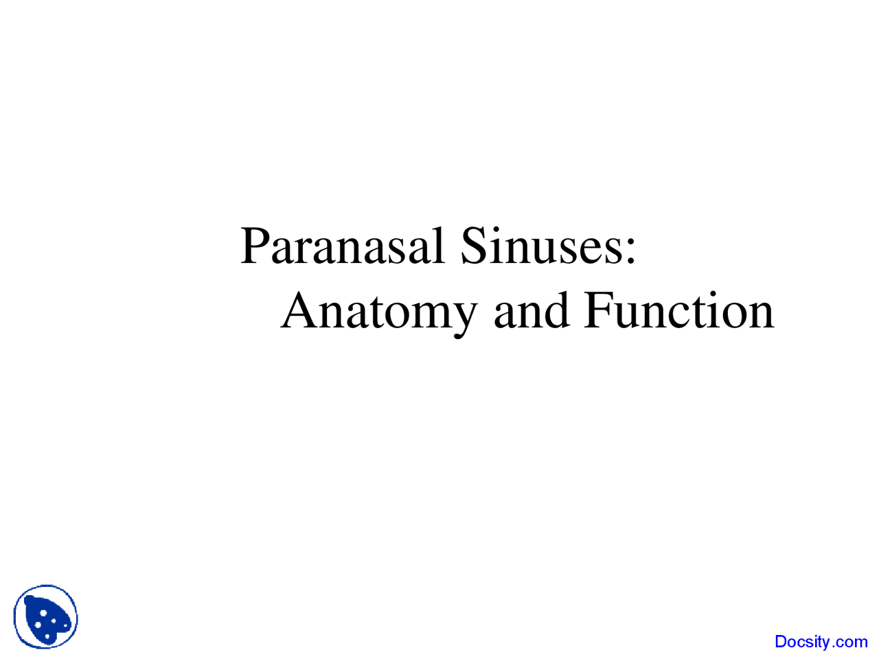 Paranasal Sinuses Anatomy Functions Otolaryngology Lecture Slides