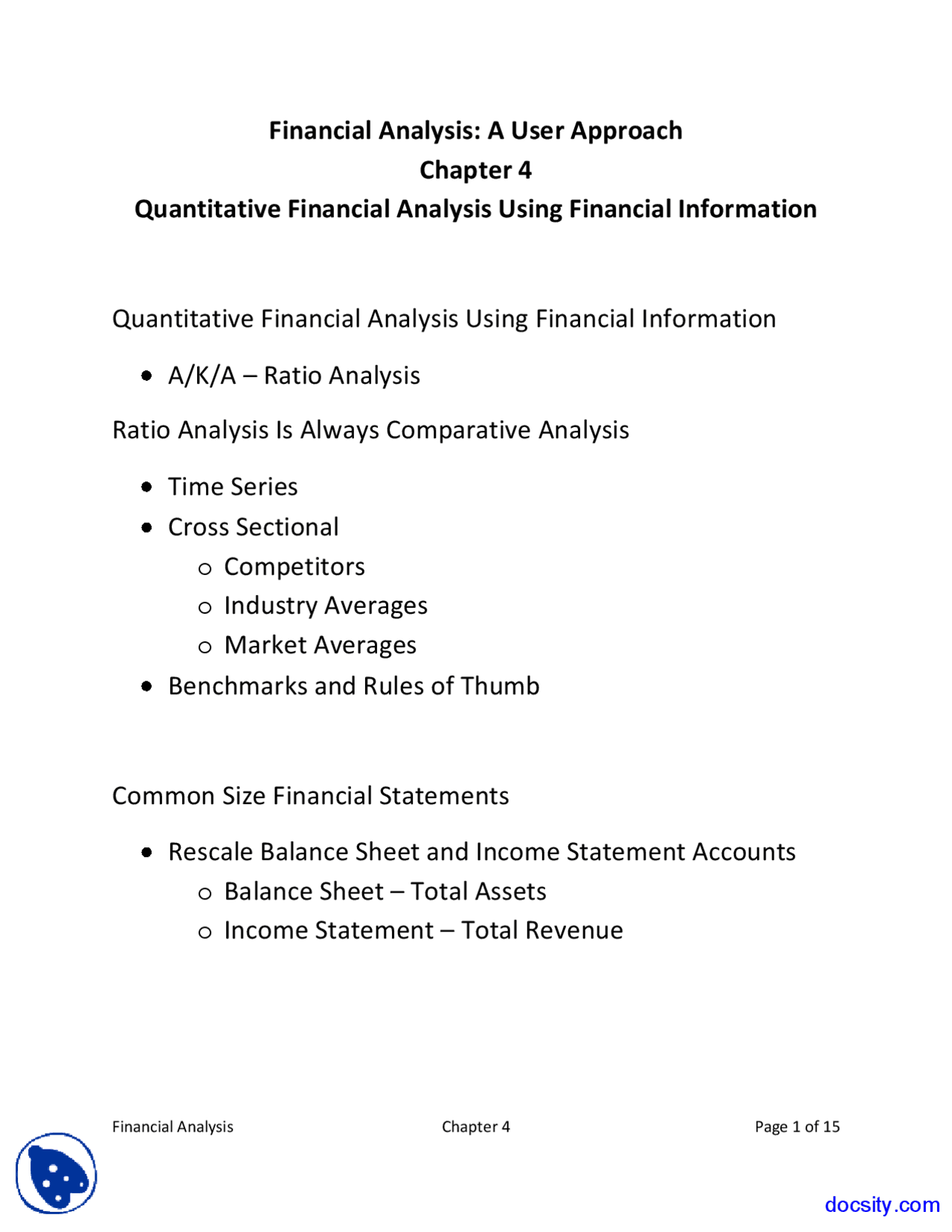 Quantitative Financial Analysis - Financial Statement Analysis ...