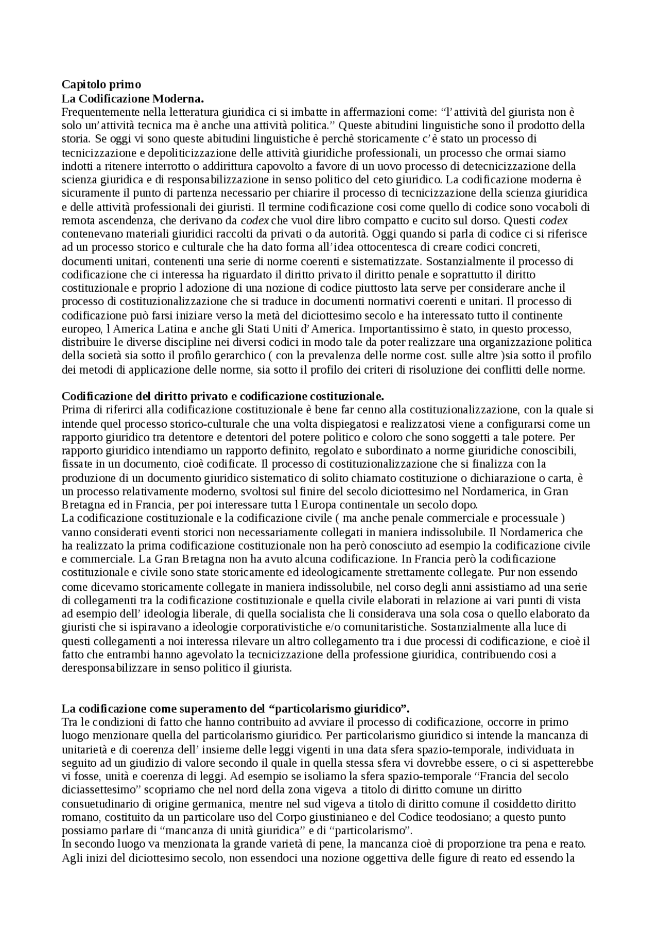 La Codificazione Moderna Docsity