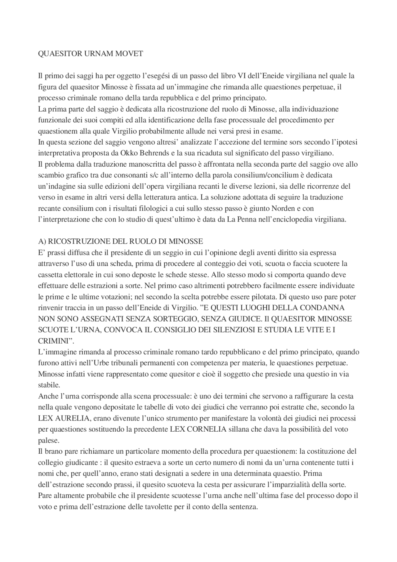Quaesitor Urnam Movet - Appunti di Storia Del Diritto Romano | Appunti ...