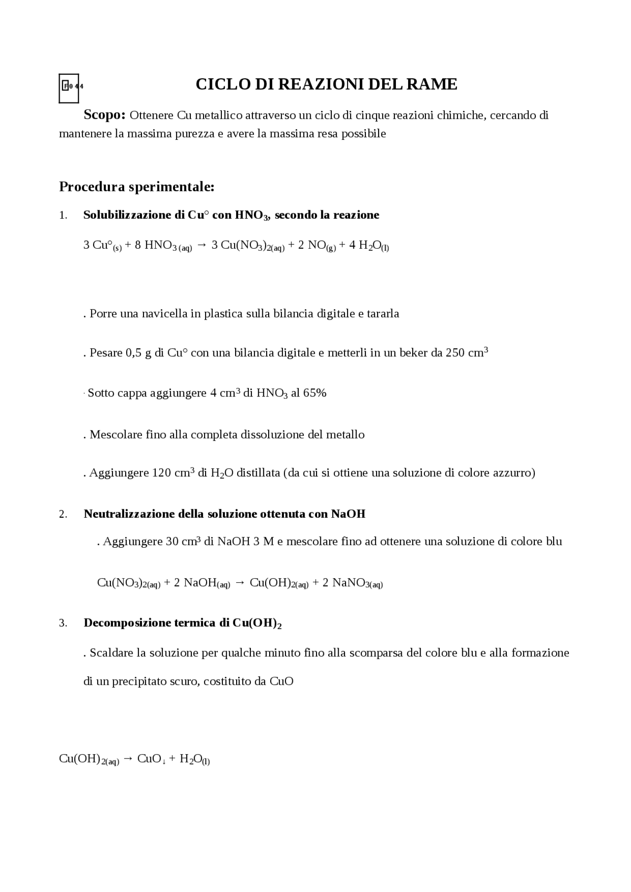 Ciclo di reazioni del rame - Appunti di Chimica Inorganica | Apuntes de ...