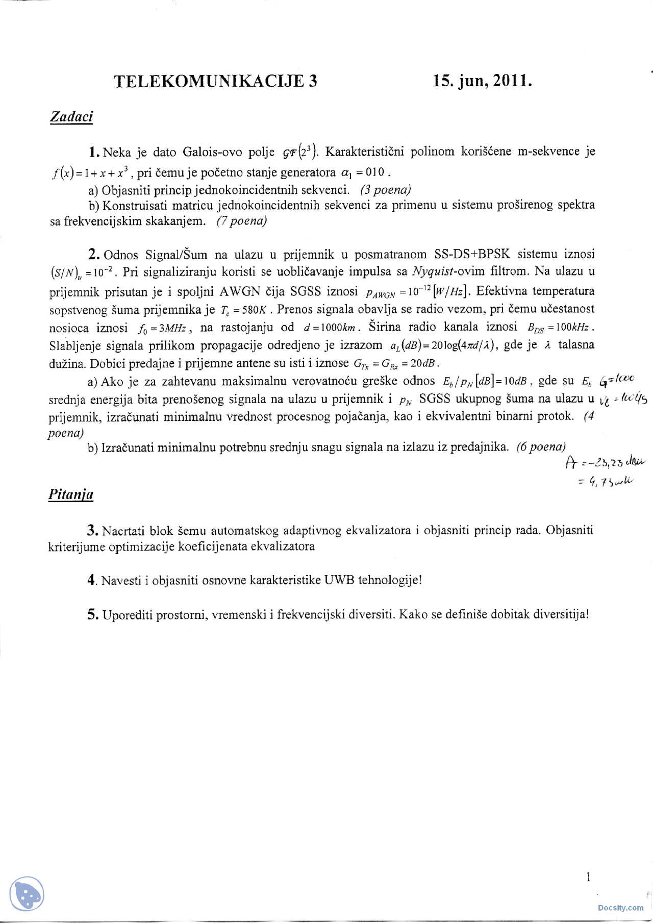 Ispitni Zadaci Ispit Telekomunikacije 3 Telekomunikacije 1 Vežbe