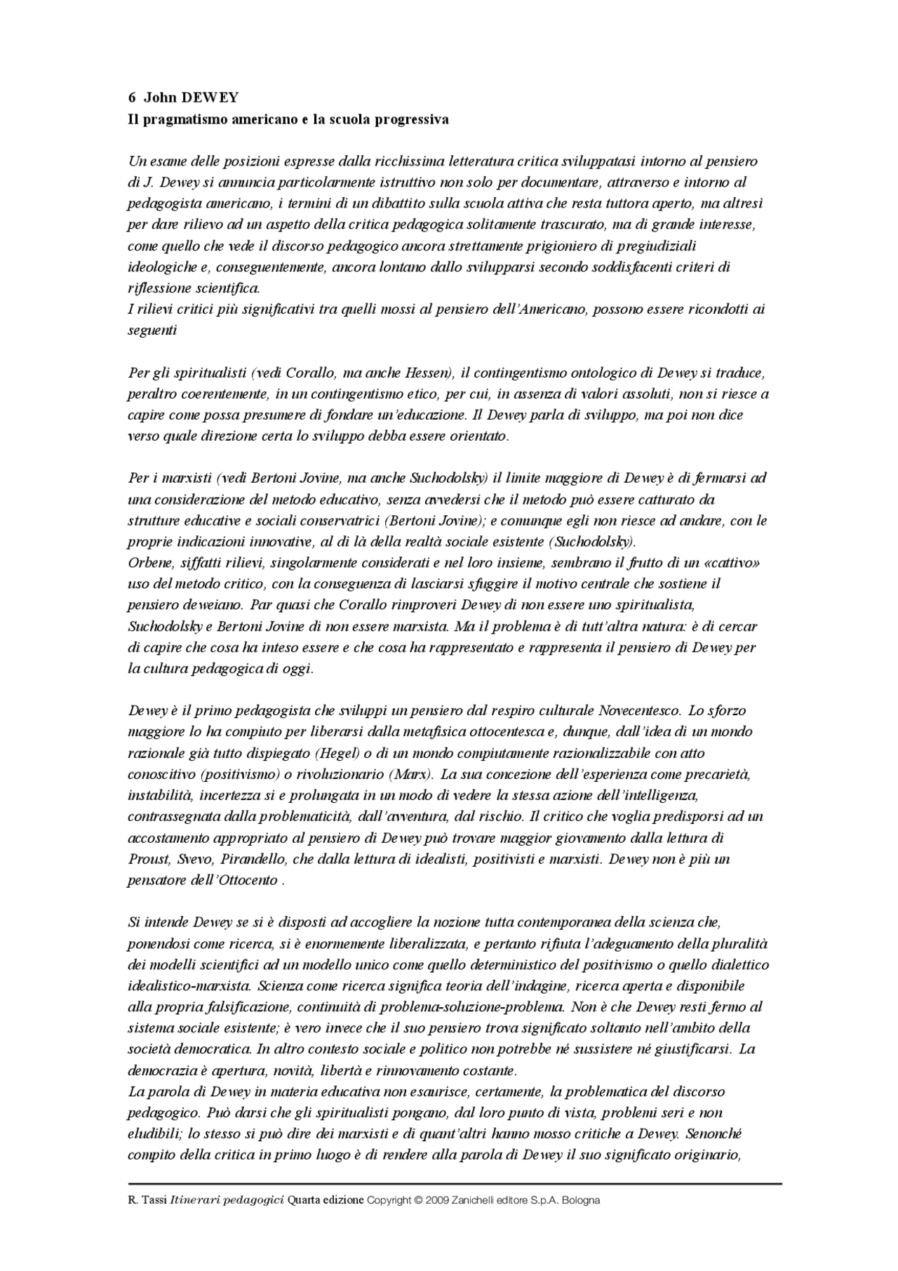 John Dewey Pragmatismo Americano E Scuola Progressiva Docsity