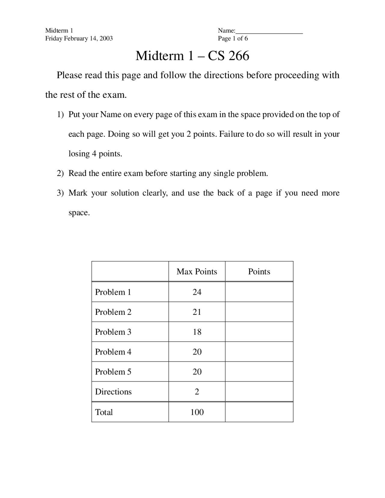 Exam 1 Questions Computer Architecture I Logic And Computer