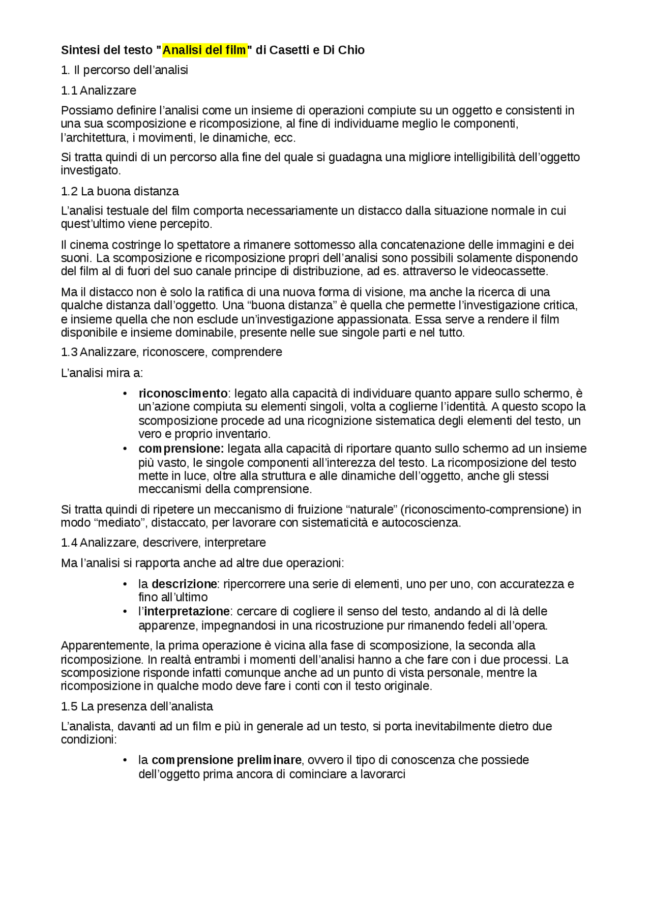 Analisi Del Film Docsity