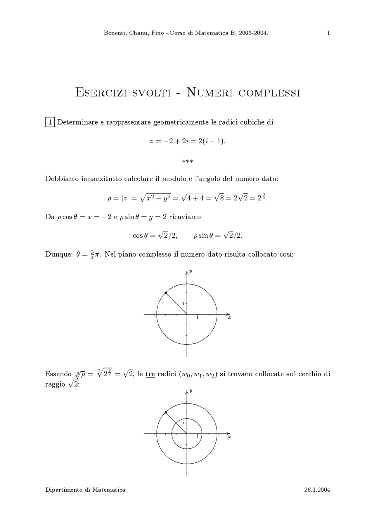 Analisi Matematica Esercizi Svolti Sui Numeri Complessi Docsity