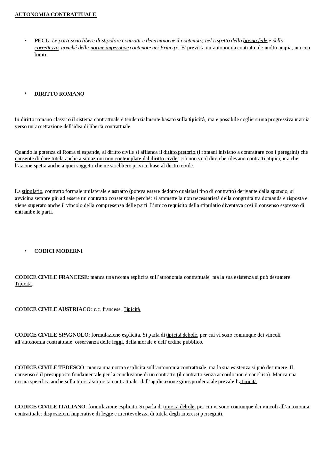 Autonomia Contrattuale Prove Desame Di Diritto Romano Docsity