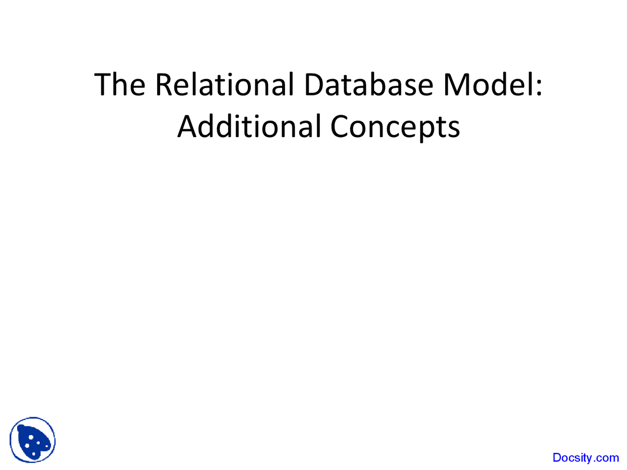 Database Model Database Management Lecture Slides Docsity