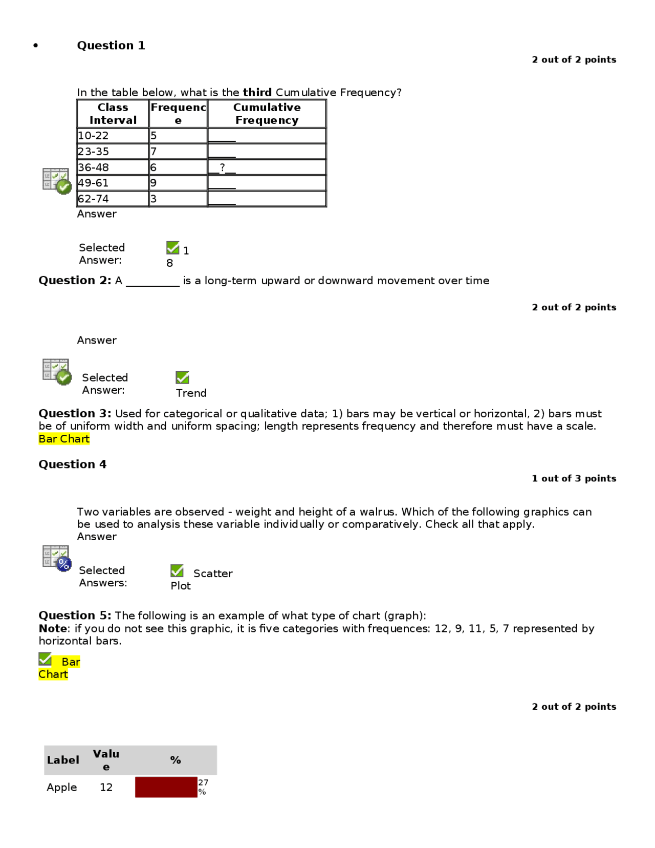 Quiz 2 With Answers Introductory Statistics I Sta 2023 Docsity