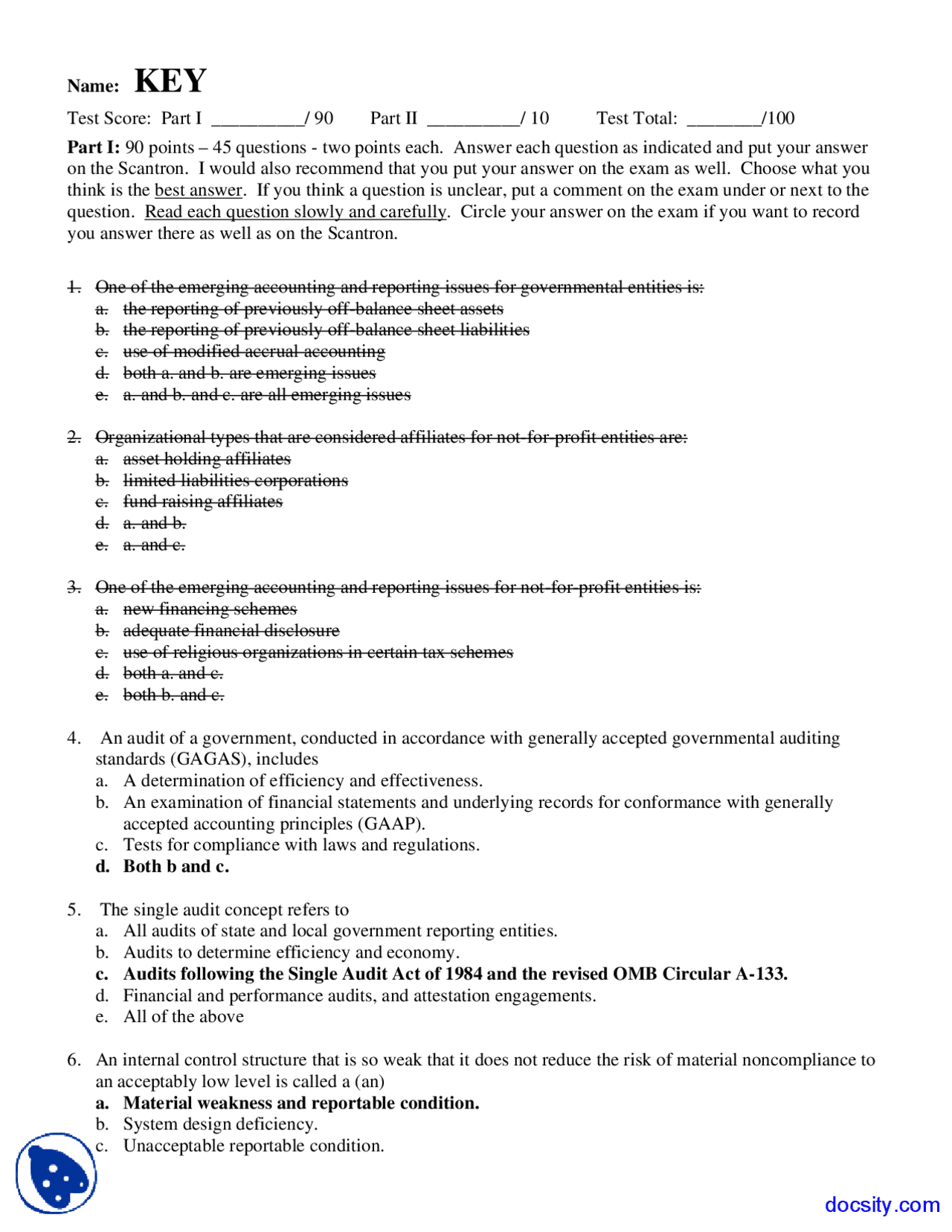 Governmental Auditing Government And Nonprofit Accounting Solved
