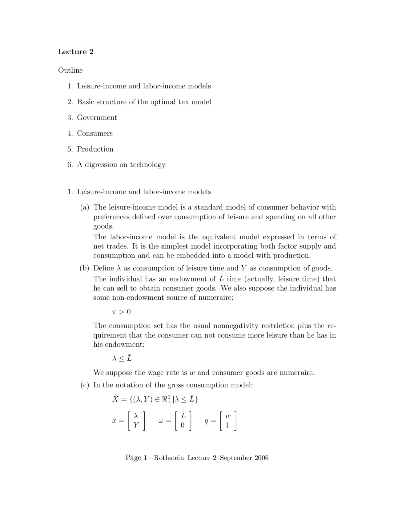 Digression on Technology - Taxation - Lecture Notes - Docsity