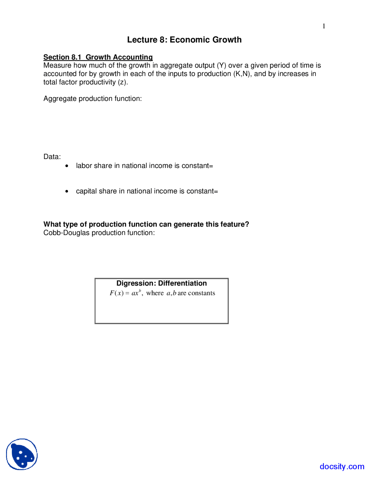 Growth Accounting - Intermediate Macroeconomics - Lecture Notes | Study ...