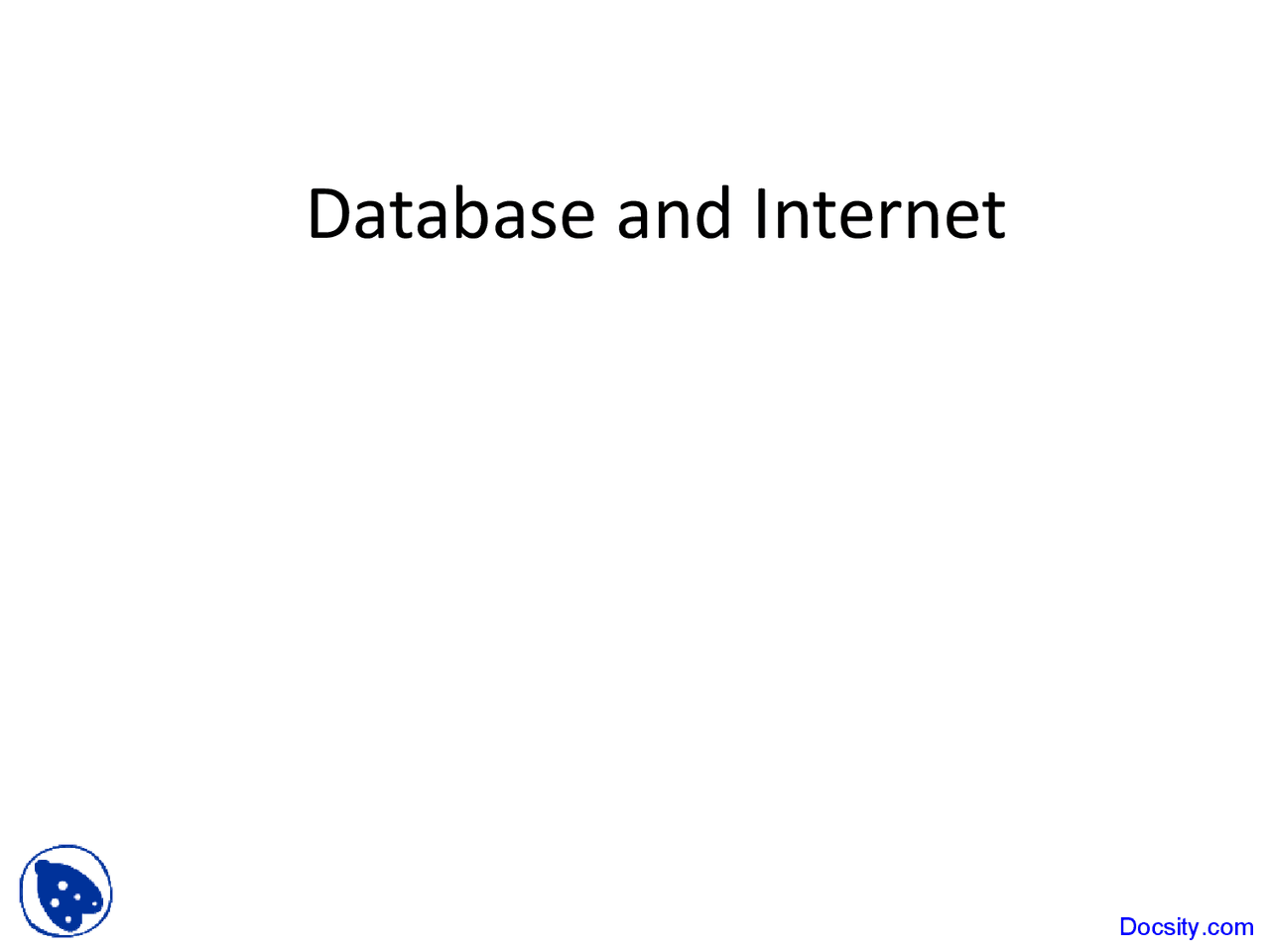 Database And Internet Database Management Lecture Slides Slides Database Management
