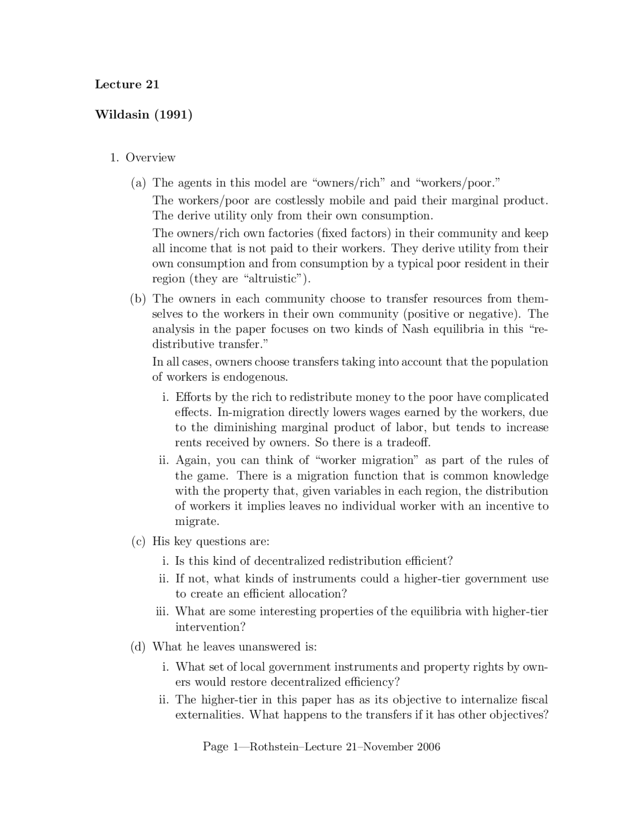 Wildasin - Local Public Sector - Lecture Notes - Docsity