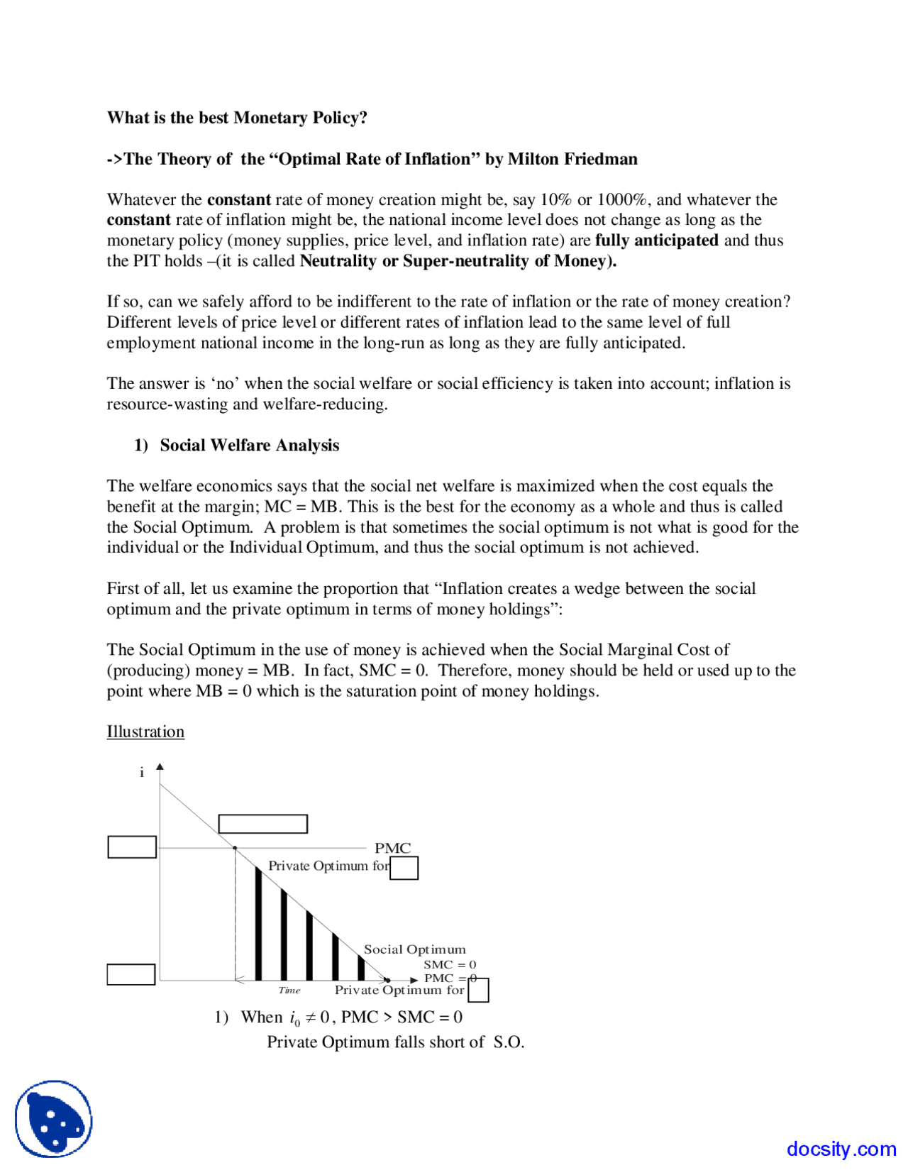 Optimal Inflaiton Monetary Economics Lecture Notes Docsity