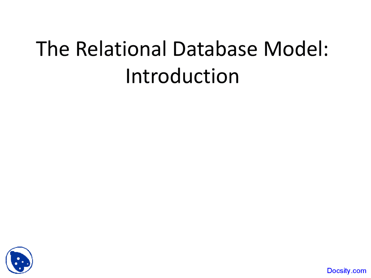 Relational Database Model Database Management Lecture Slides Docsity