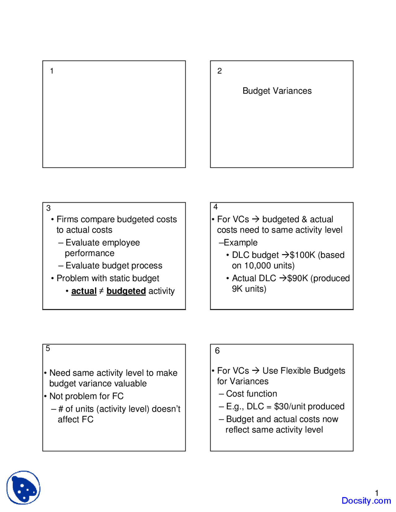 Budget Variances Cost Accounting Lecture Slides Docsity